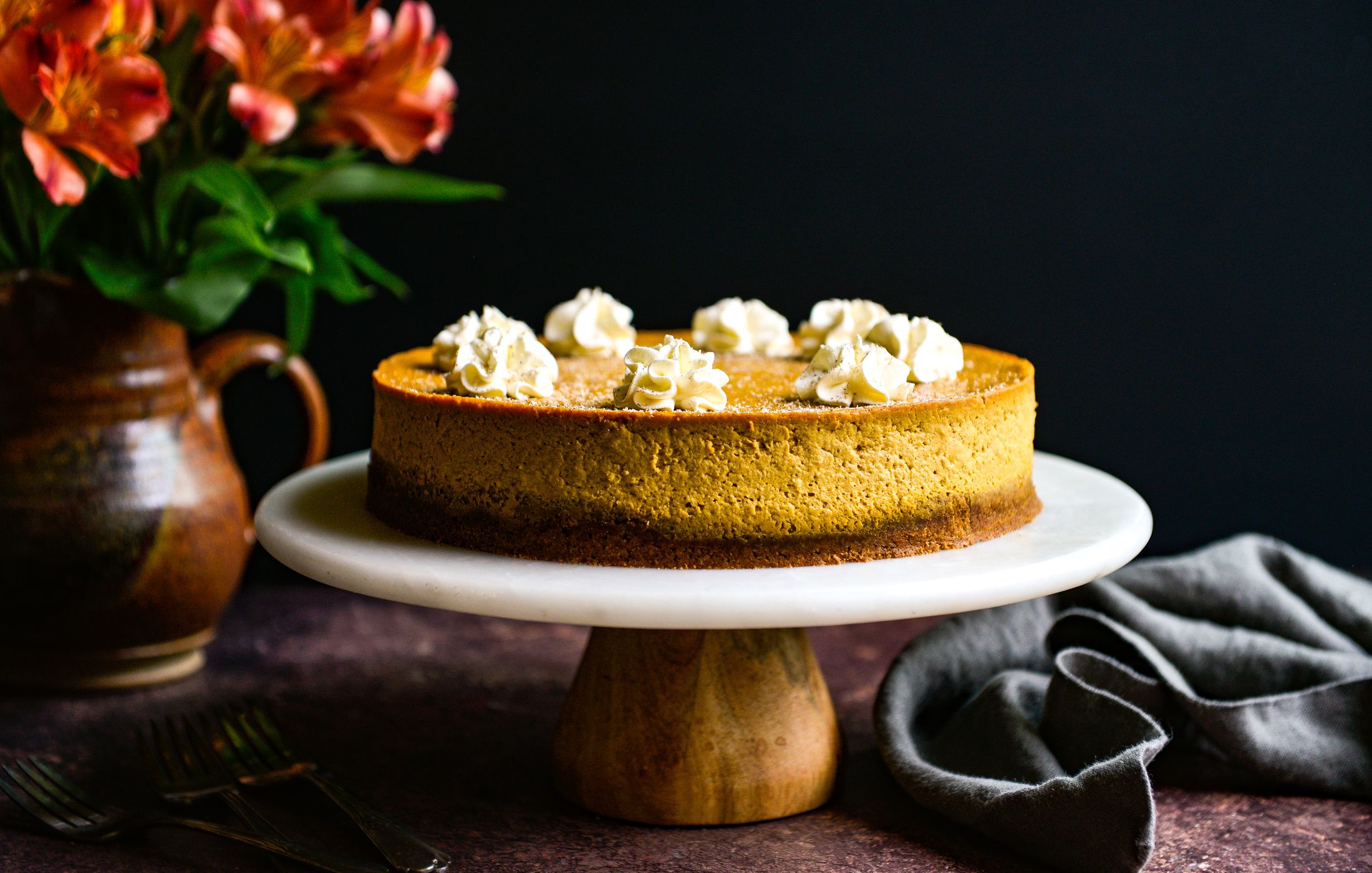 Maple Pumpkin Cheesecake with Gingerbread Crust | Nourishing Meals®